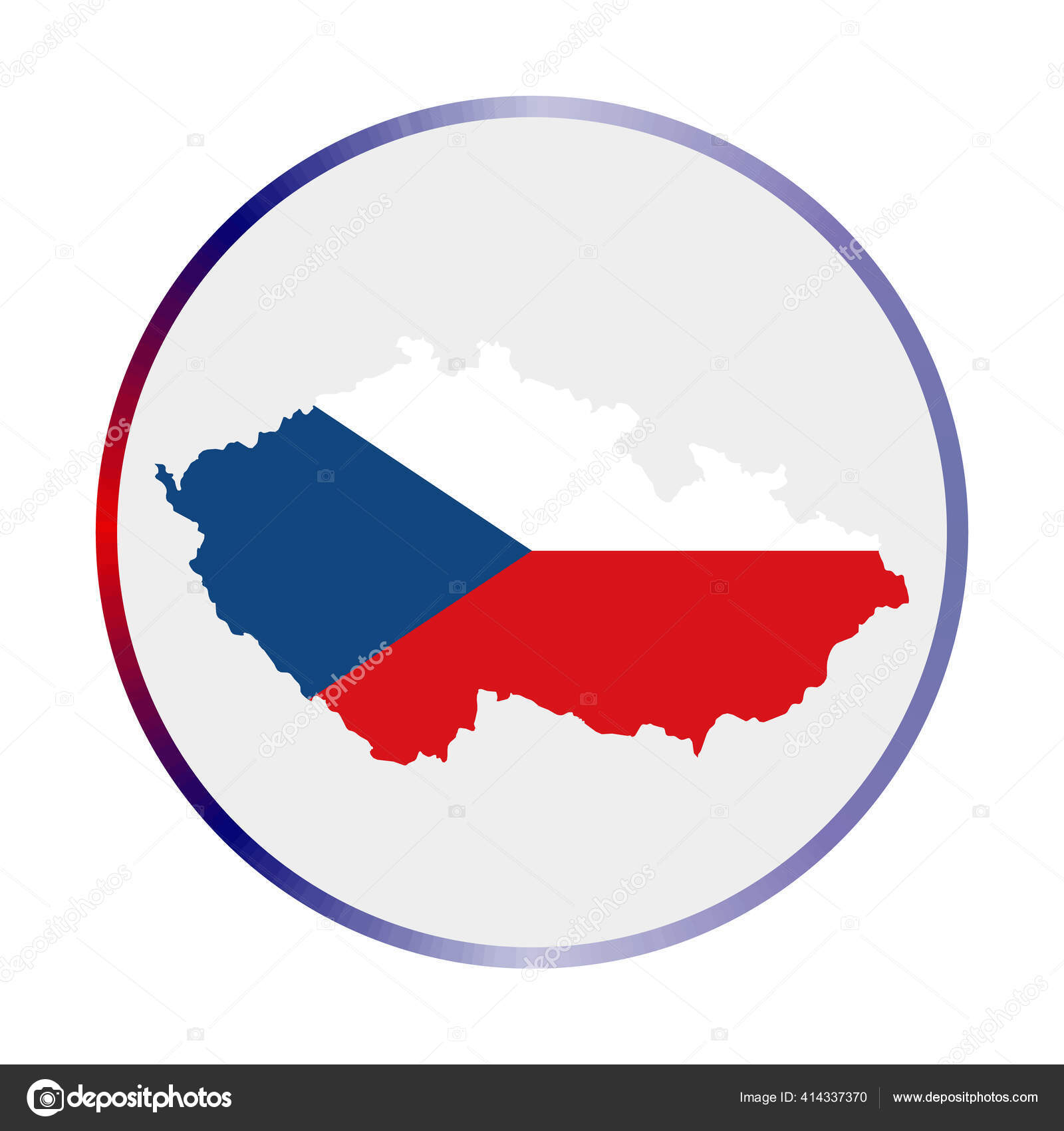 Czech Republic icon Shape of the country with Czech Republic flag Round ...
