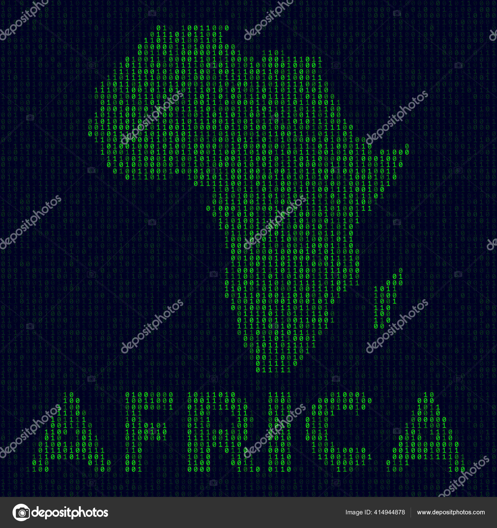 Digital Africa logo Continent symbol in hacker style Binary code map of ...