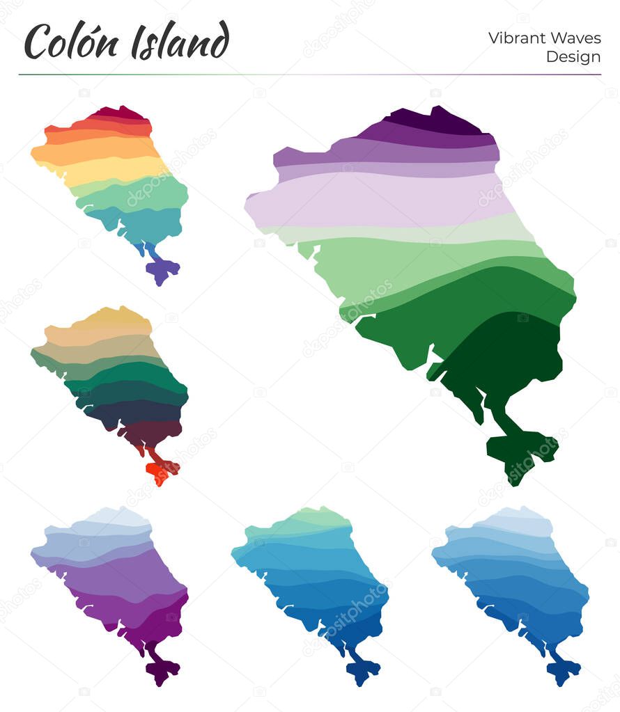 Conjunto de mapas vectoriales de Colon Island Diseño de ondas vibrantes ...