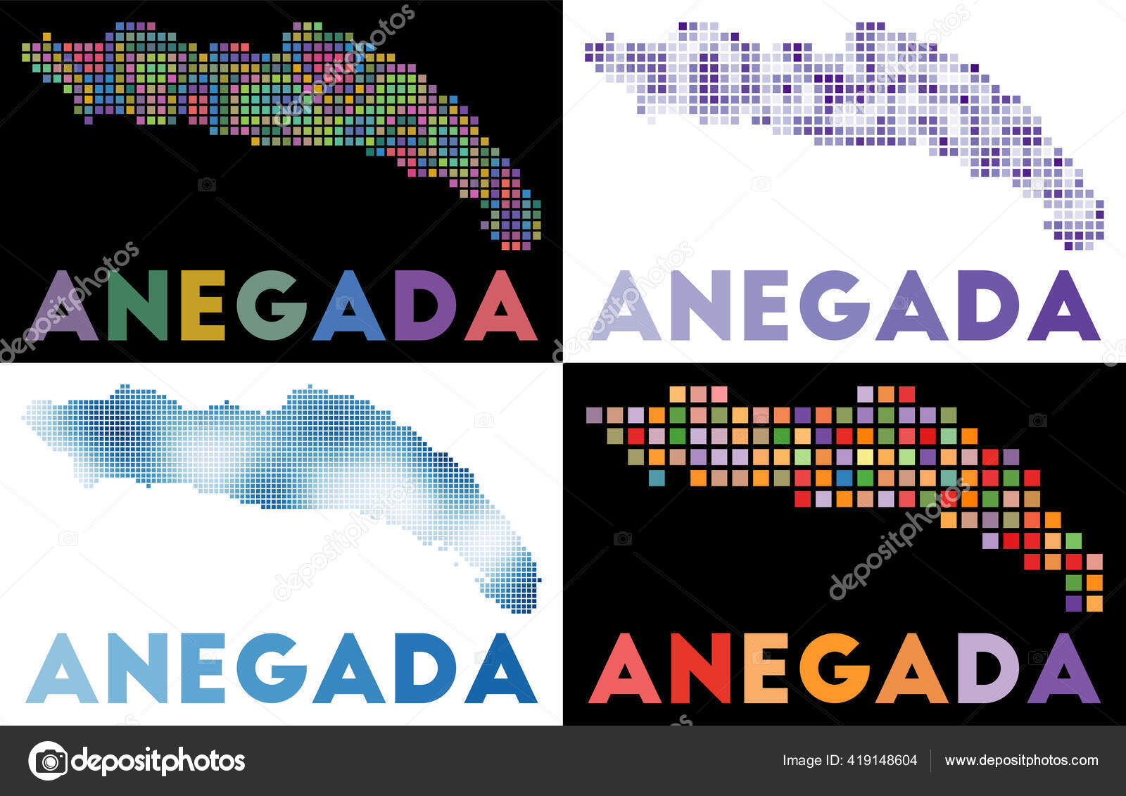 Anegada map Collection of map of Anegada in dotted style Borders of the ...