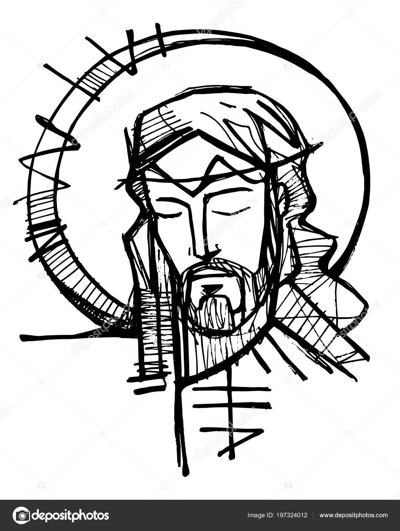 Jezus Christus Zwart Wit Tekening Christus Van De Broodrij | Marleen