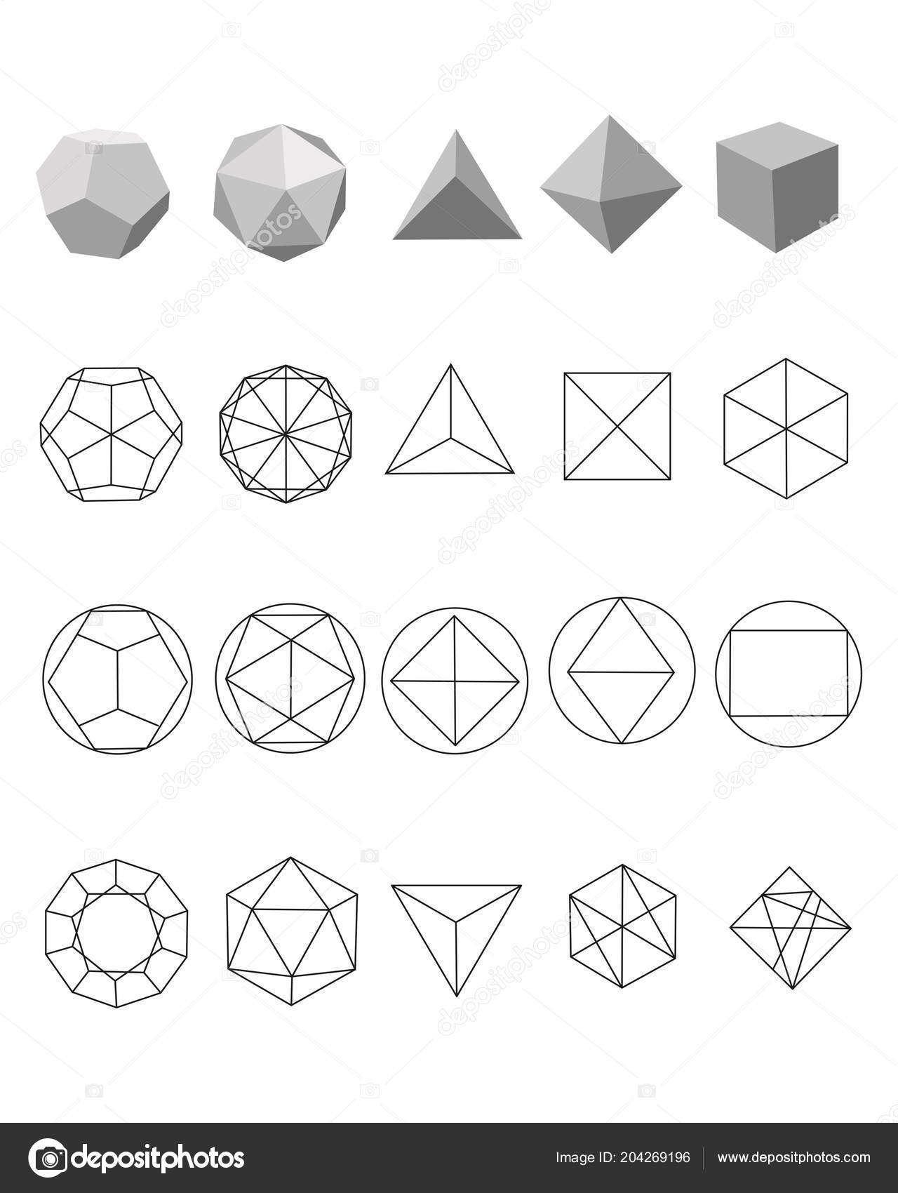 Drawing Some Geometric Polygonal Figures Isolated White Isolated White ...
