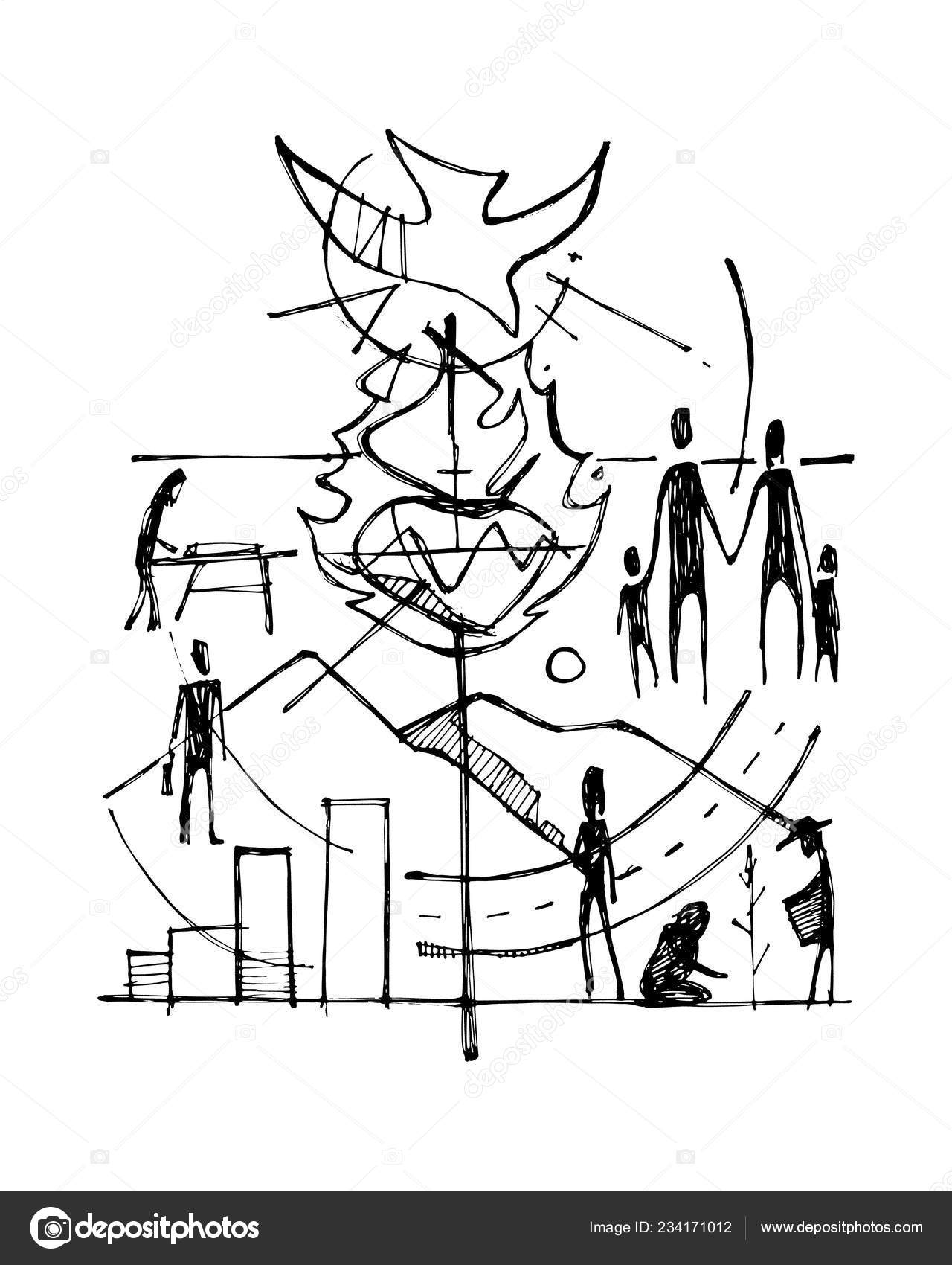 Hand Drawn Vector Illustration Drawing Religious Christian Cross ...