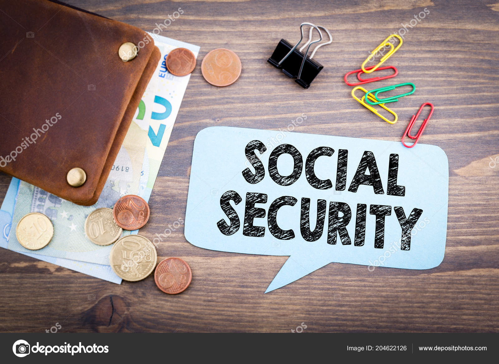 Wallet and money reflecting basics for social security Stock Photo by ...