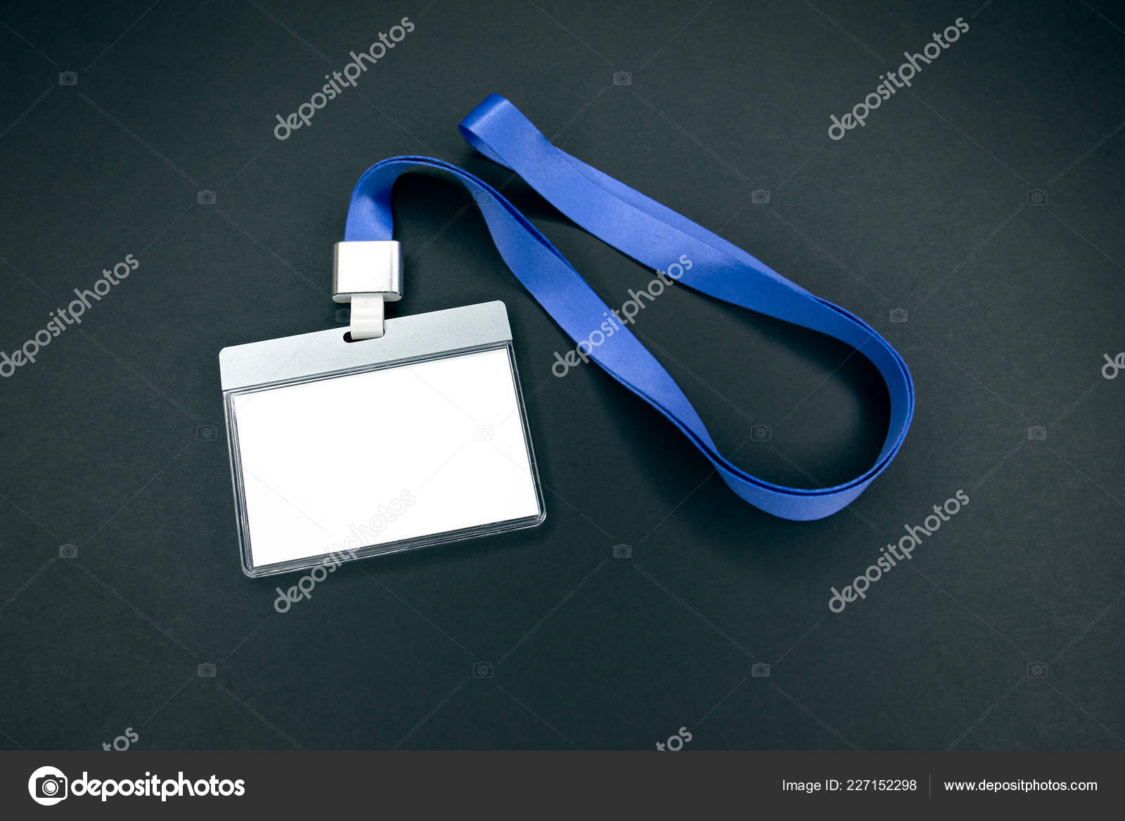 White empty staff identity mockup with blue lanyard — Stock Photo ...