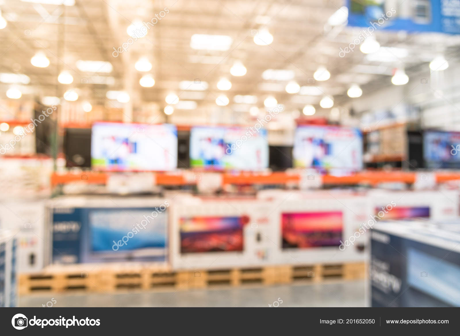 Electronic Department Store Bokeh Blurred Background Television Retail ...