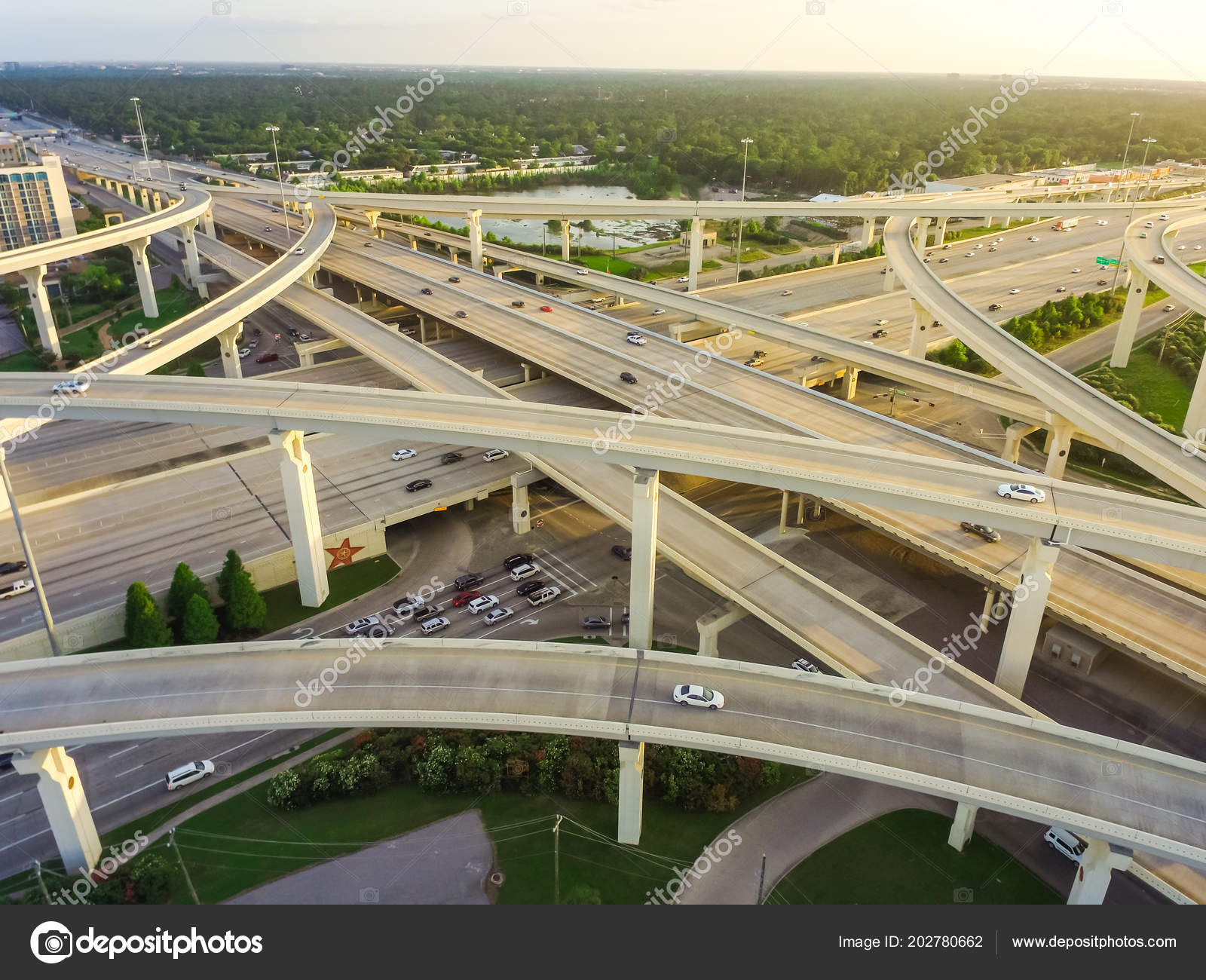 Aerial View Massive Highway Intersection Stack Interchange Elevated ...