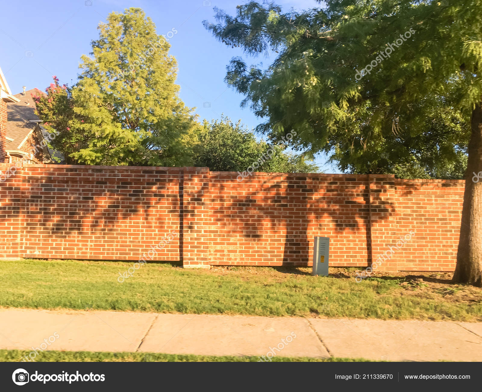 Red Brick Subdivision Walls Irving Texas Usa Barrier Neighborhood ...