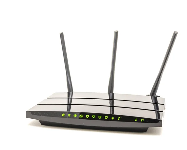 Working wireless router cable modem with connection status light Stock ...