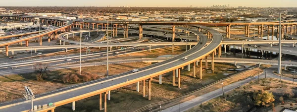 Panorama aerial view stack interchange, elevated highway Interstate I ...