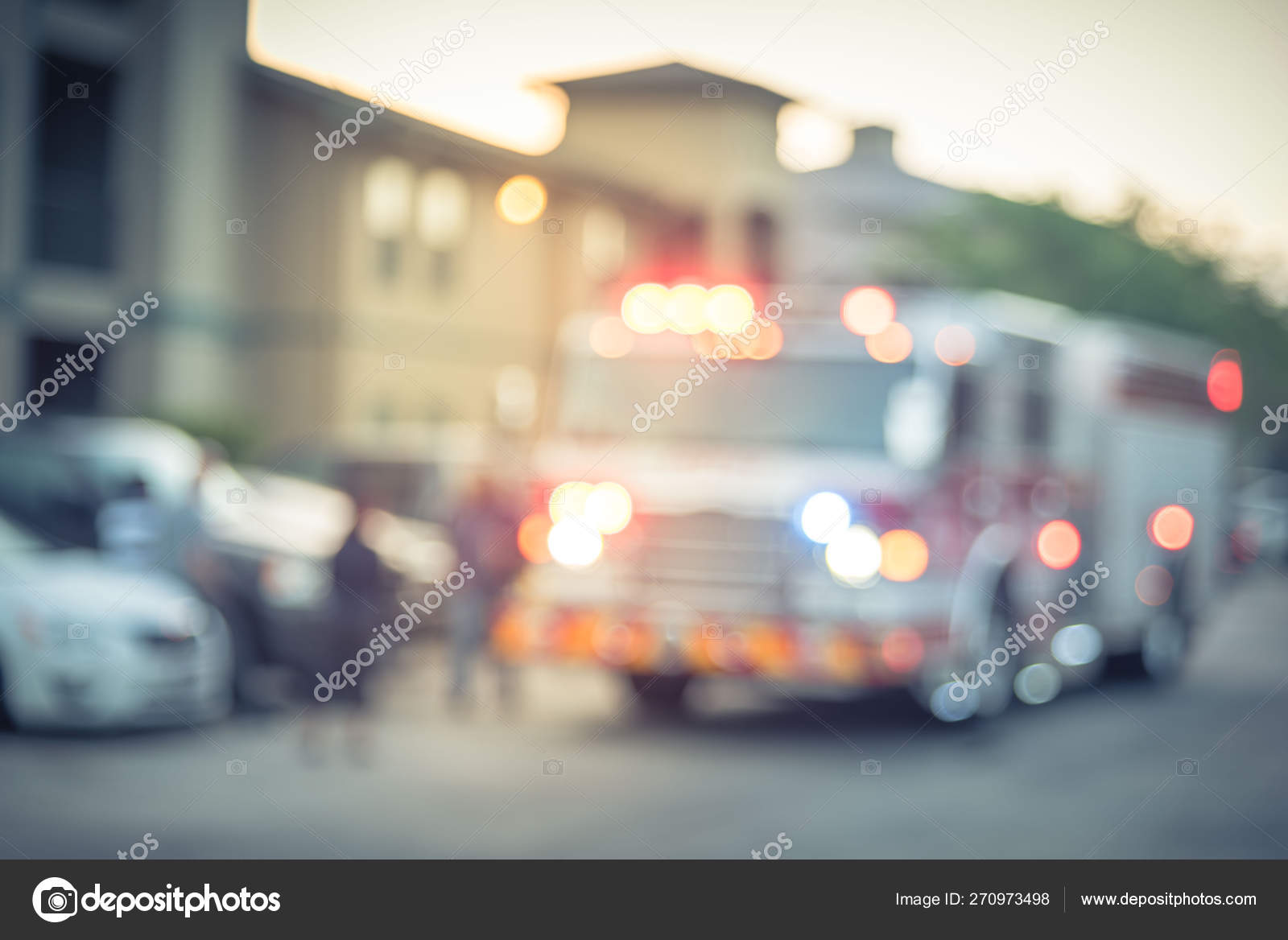 Filtered image blurry background fire disaster event at apartment ...