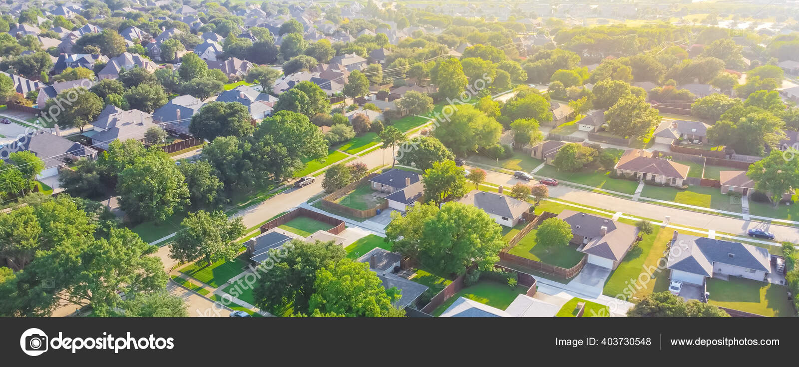 Panoramic Urban Sprawl Dallas Texas Usa Row Single Family Houses ...