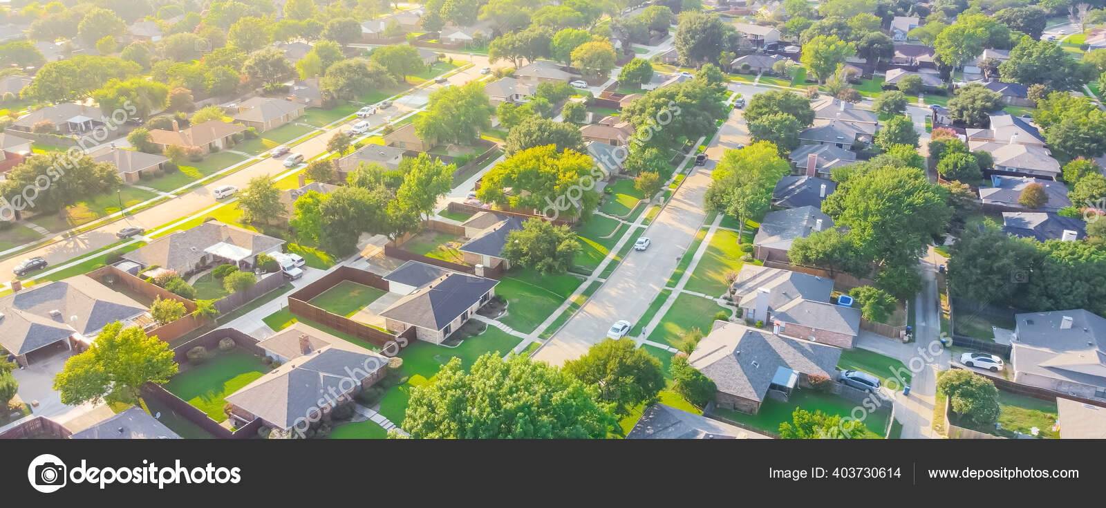 Panoramic Urban Sprawl Dallas Texas Usa Row Single Family Houses ...