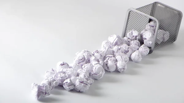 Trashcan Full Crumpled Paper White Background Stock Photo by ©maykal ...