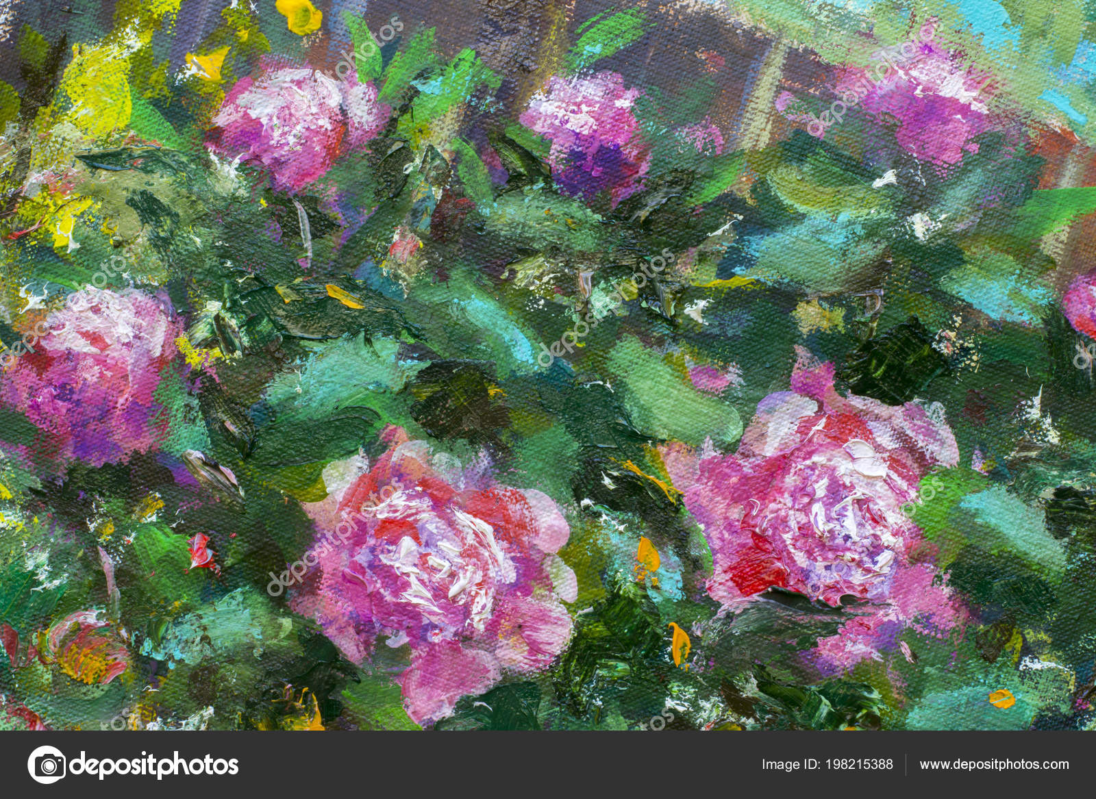 Close Fragment Painting Floral Oil Painting Beautiful Bouquet Flowers ...