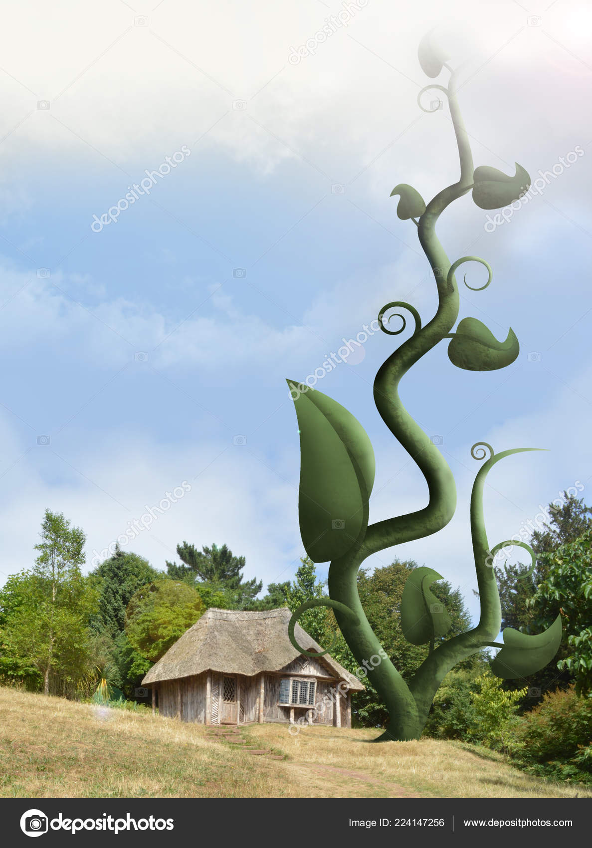 Giant Beanstalk Rising Next Cottage — Stock Photo © welburnstuart ...