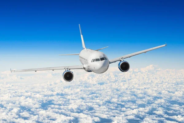 Passenger Airplane Climbing High Flight Level Sky Clouds — Stock Photo ...