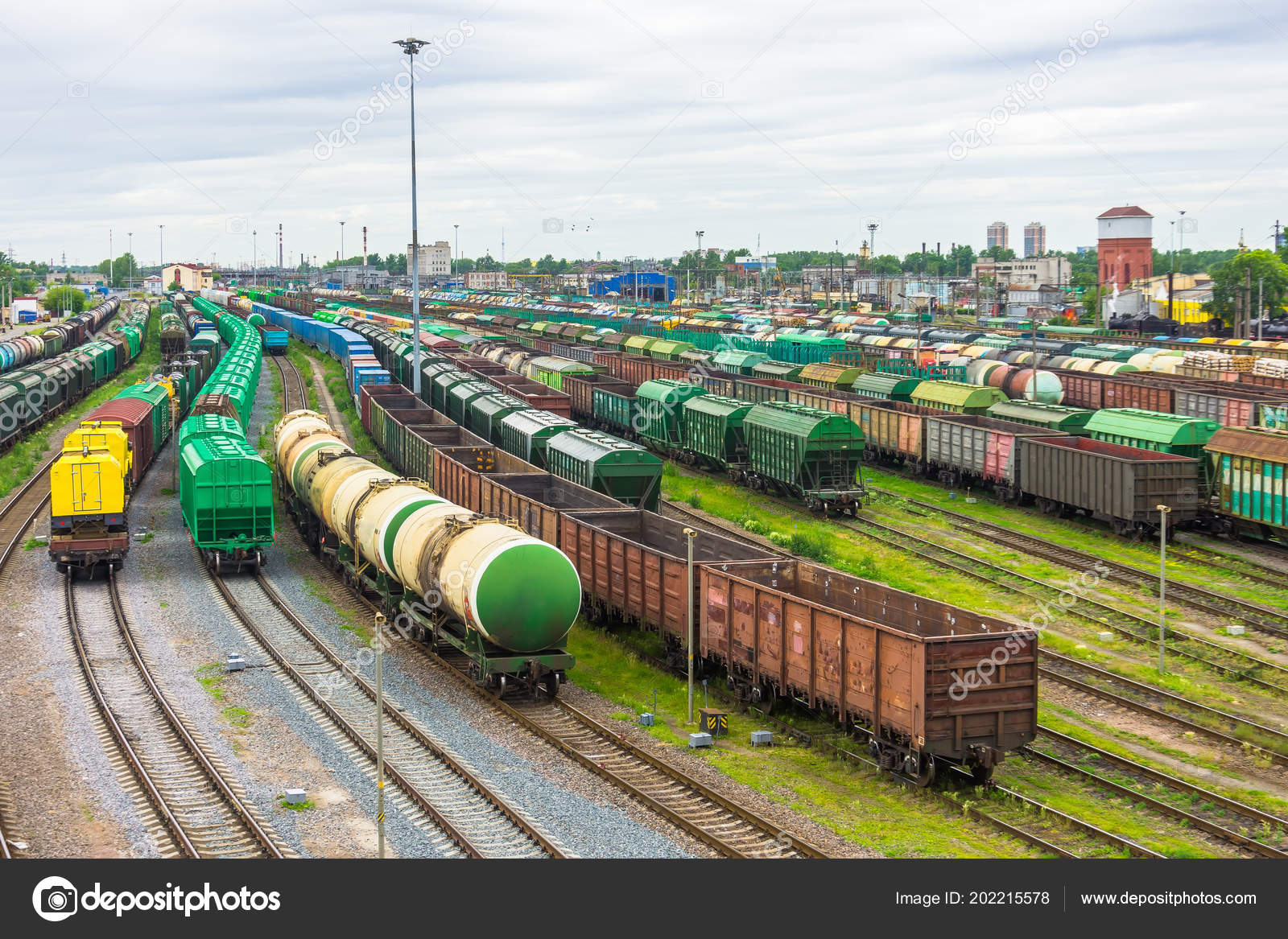 Sorting Freight Railway Station City Wagons Trains Different Cargo ...