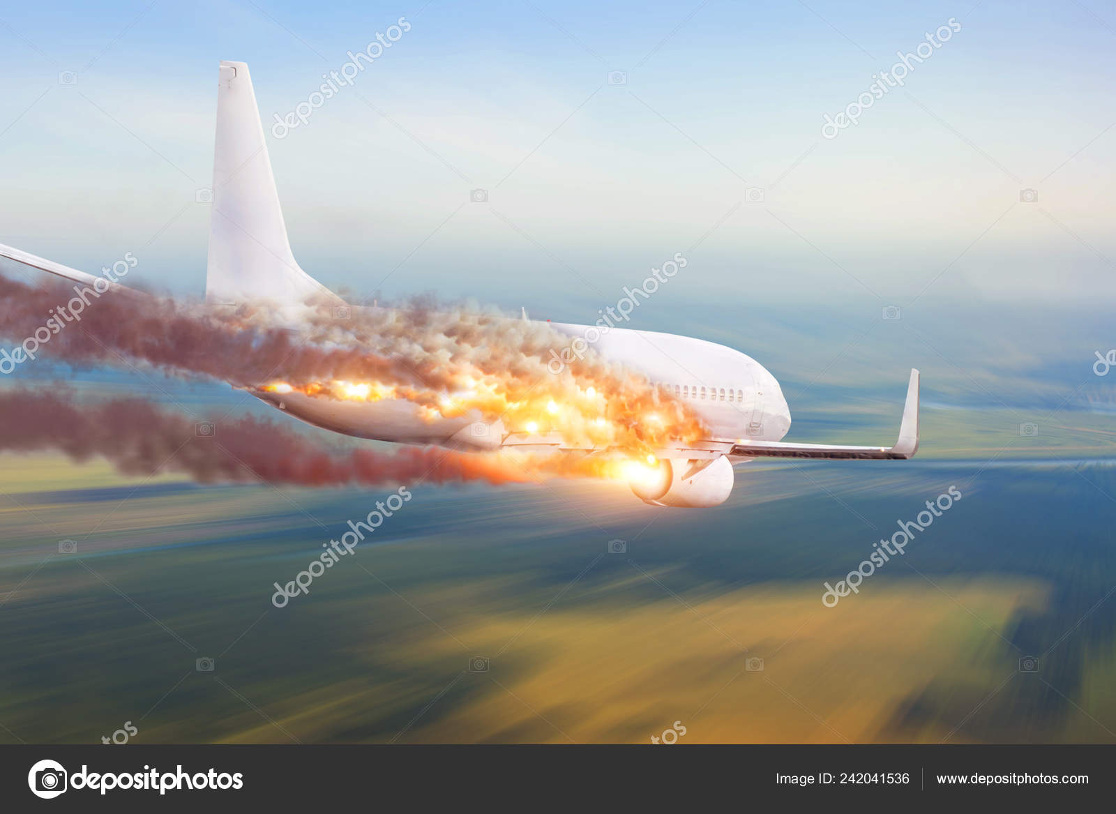 Airplane Exploded Sky Crashes Crash Concept — Stock Photo © aapsky ...