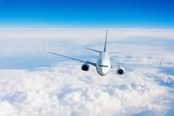 Passenger Airplane Climbing High Flight Level Sky Clouds — Stock Photo ...