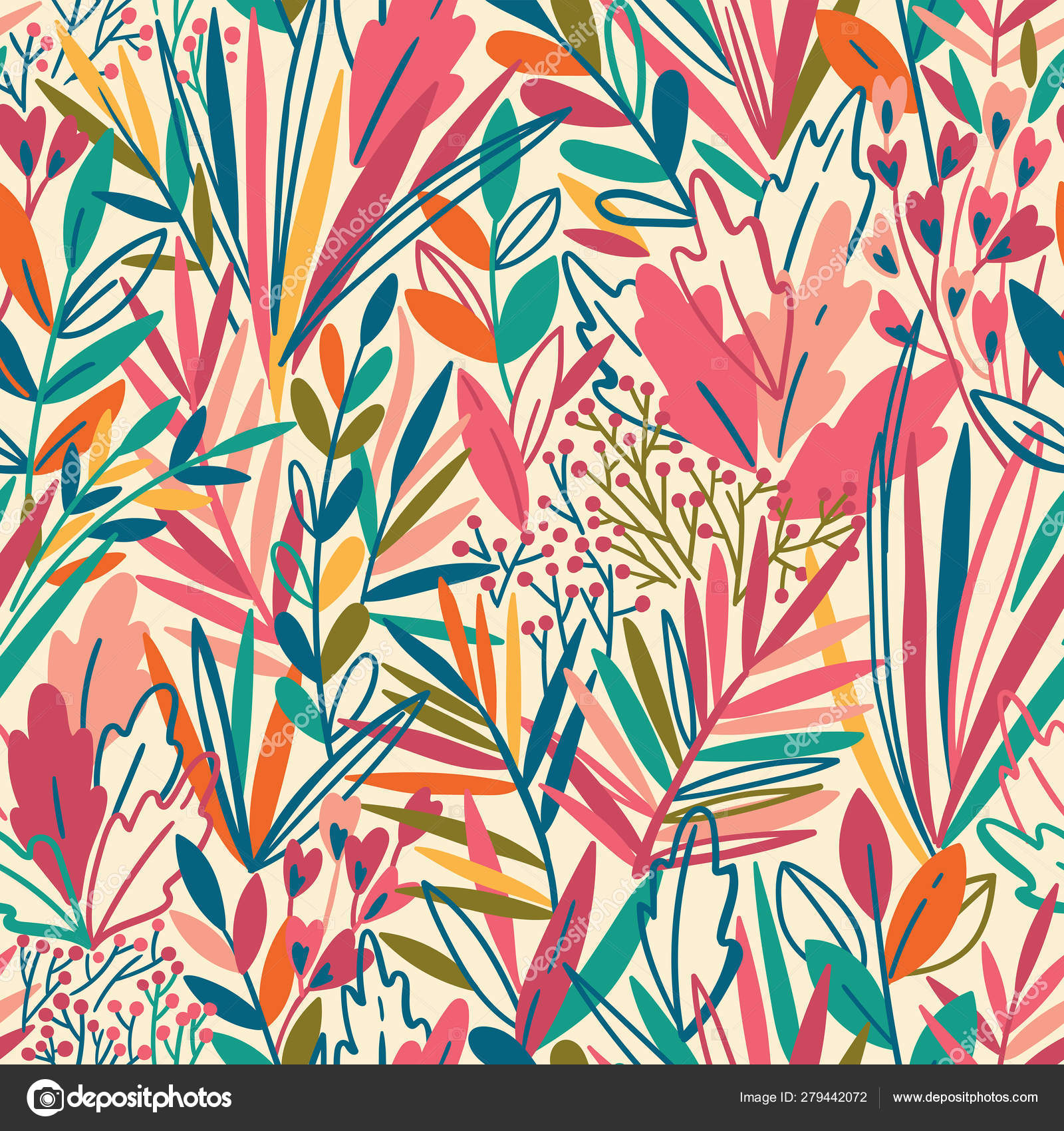 Colorful Seamless Pattern With Tropical Exotic Leaves — Stock Vector