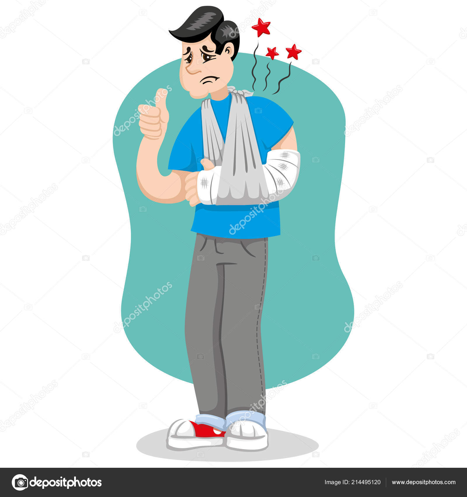 Mascot Bob Person Man Arm Bandaged Fracture Immobilized Using Temporary ...