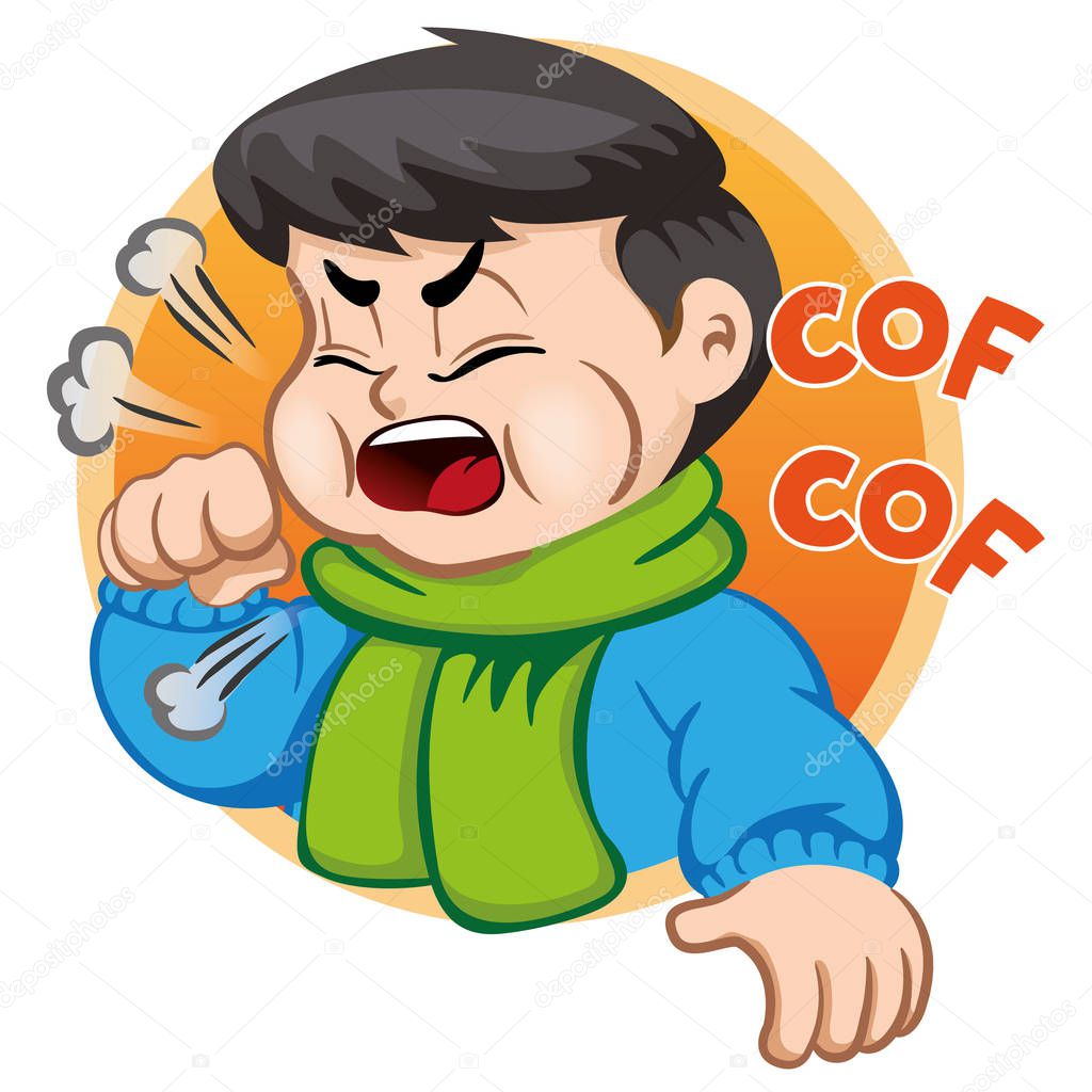 La ilustración representa un personaje infantil con tos con bufanda y ...