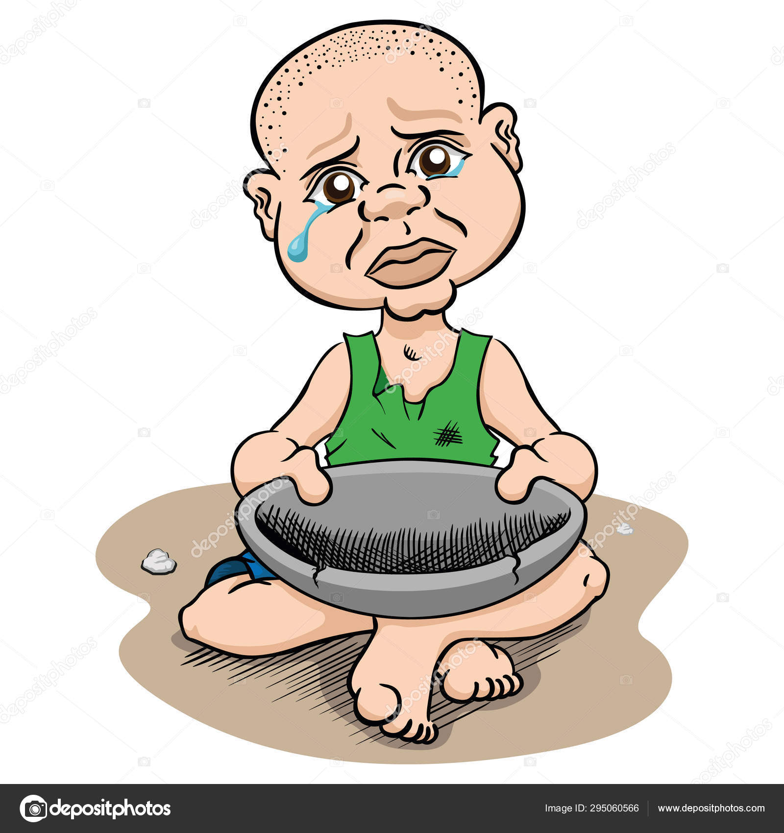 Illustration Depicting Hungry Needy Child Food Starving Caucasian Ideal ...