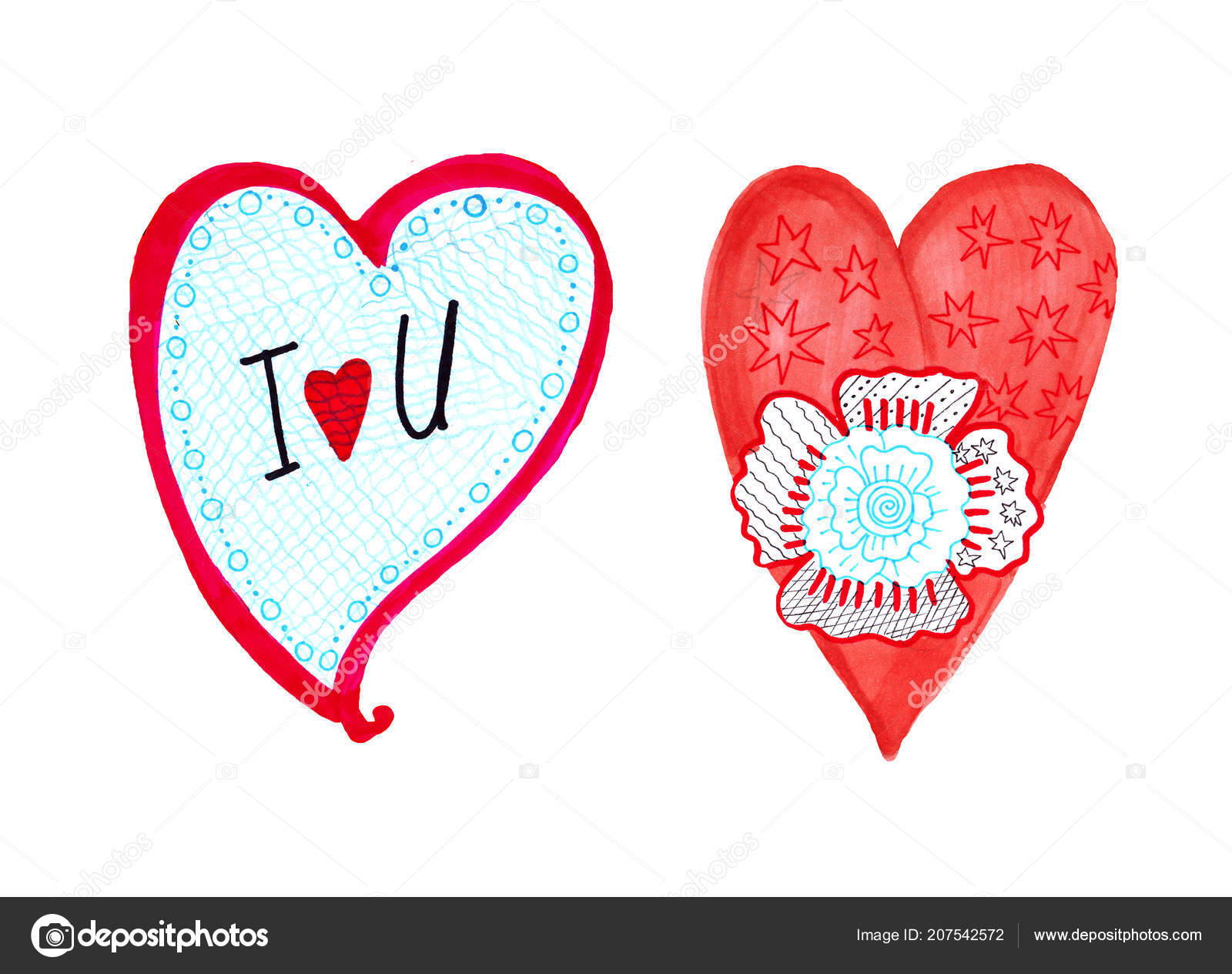 Hand sketch drawing of hearts with decoration Stock Photo by ©Tnata2009 ...
