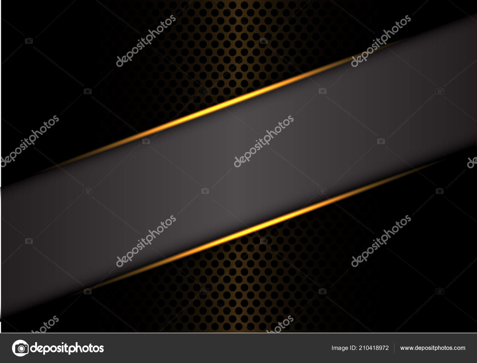 Abstract Gray Banner Gold Line Dark Metal Circle Mesh Design Stock ...