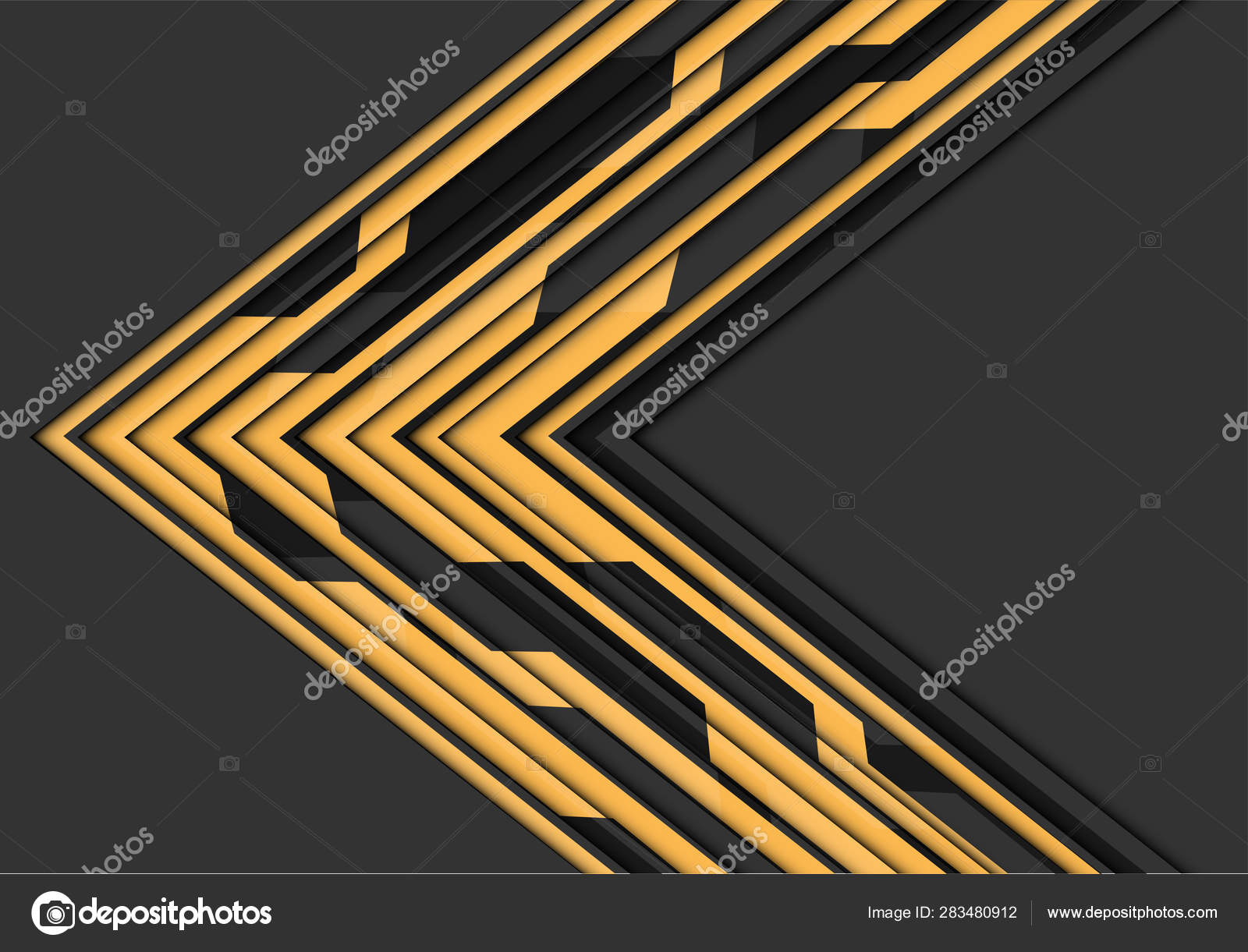 Abstract Yellow Circuit Line Arrow Direction Grey Blank Space Design ...
