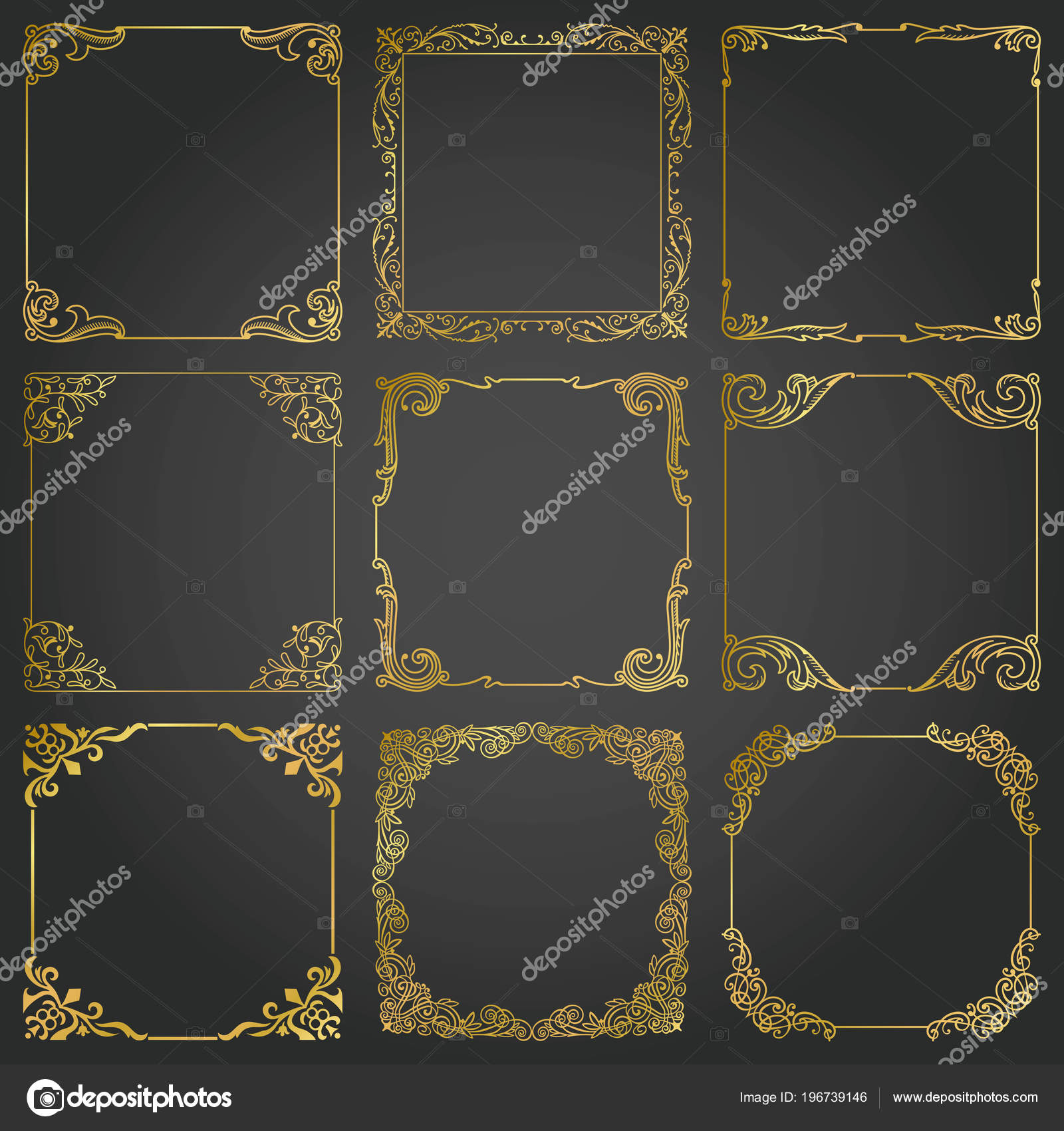 Vintage Border Frame Rectangle Gold