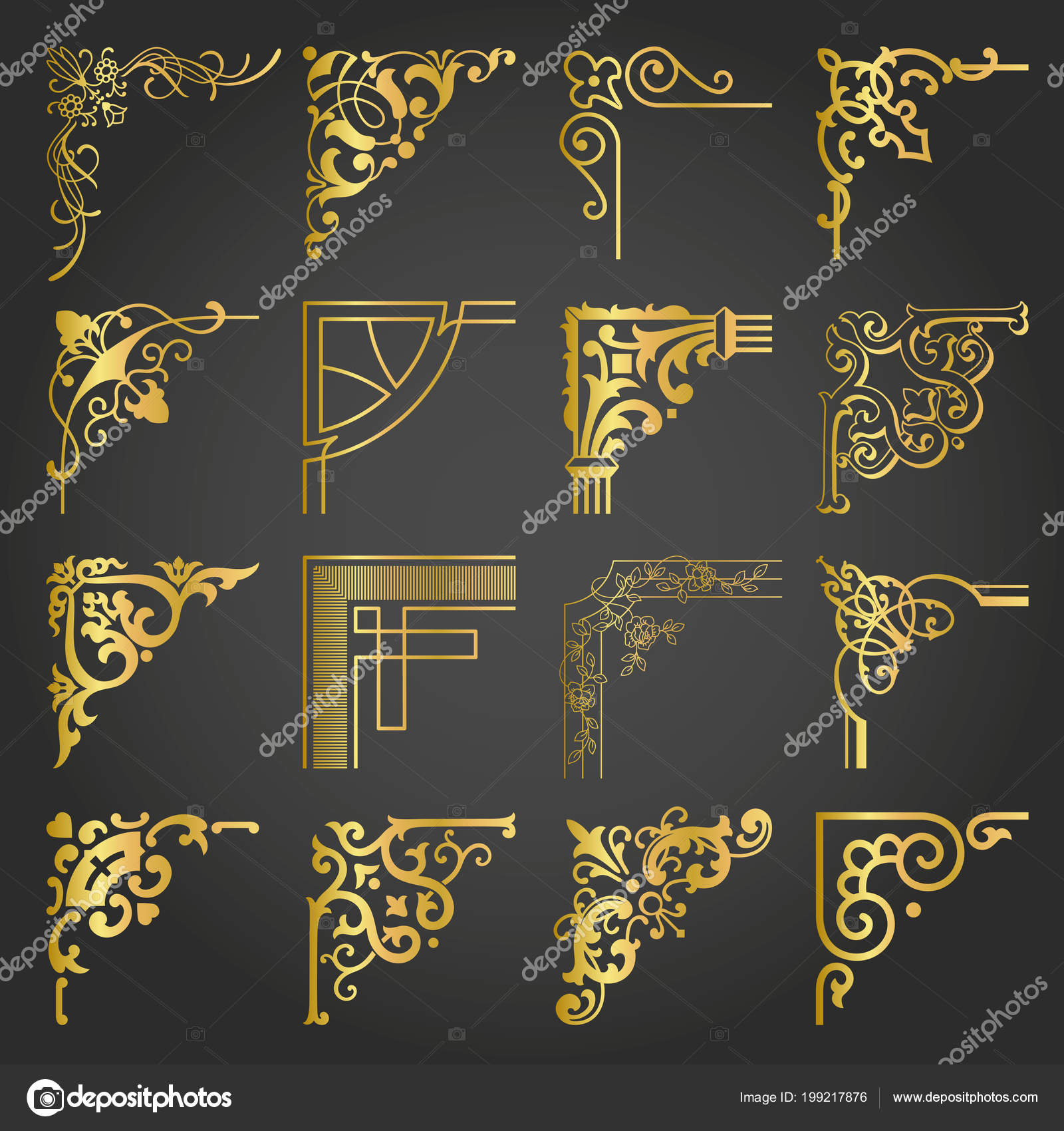 golden vector corner border design