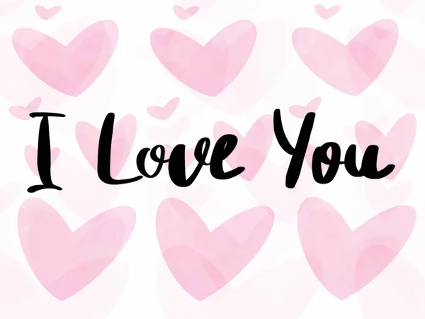 Love Text Hand Written Sign Pink Valentine Hearts Pink Textured Stock ...