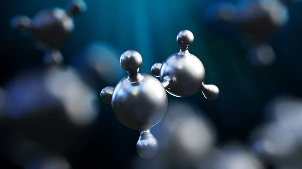 3D illustration of iron molecule made of stainless steel Stock Photo by ...