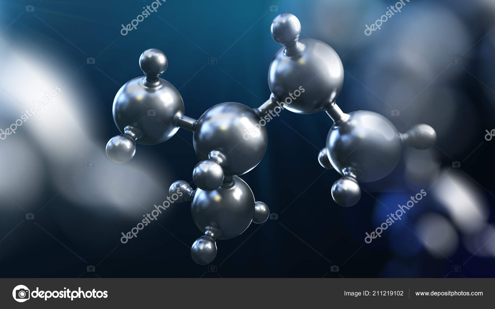 3D illustration of abstract silver metal molecule background Stock ...
