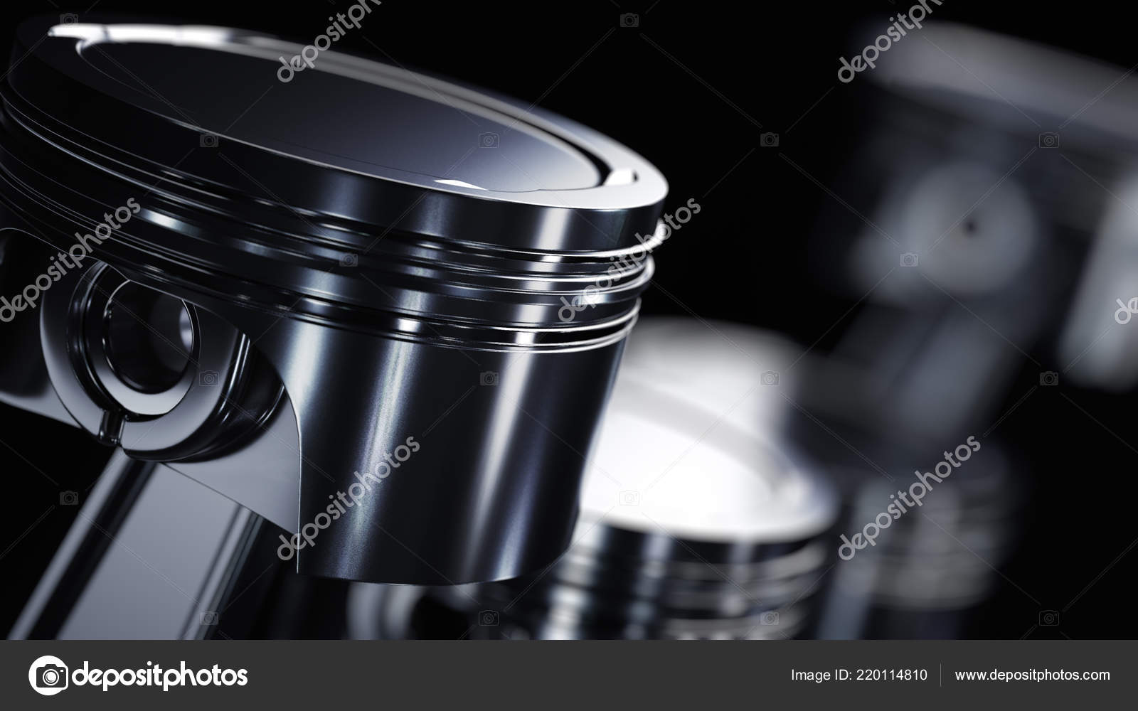 Engine pistons on technology background. 3d illustration Stock Photo by ...
