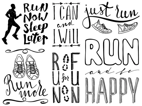 Ejecutar frases de motivaci n conjunto. Letras dibujadas a mano sobre ...