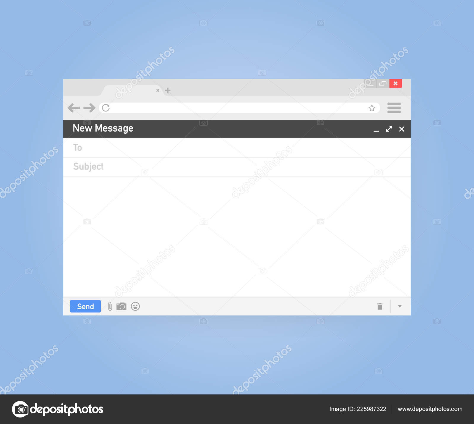 Email template. Blank e-mail browser window. Mail message web page ...