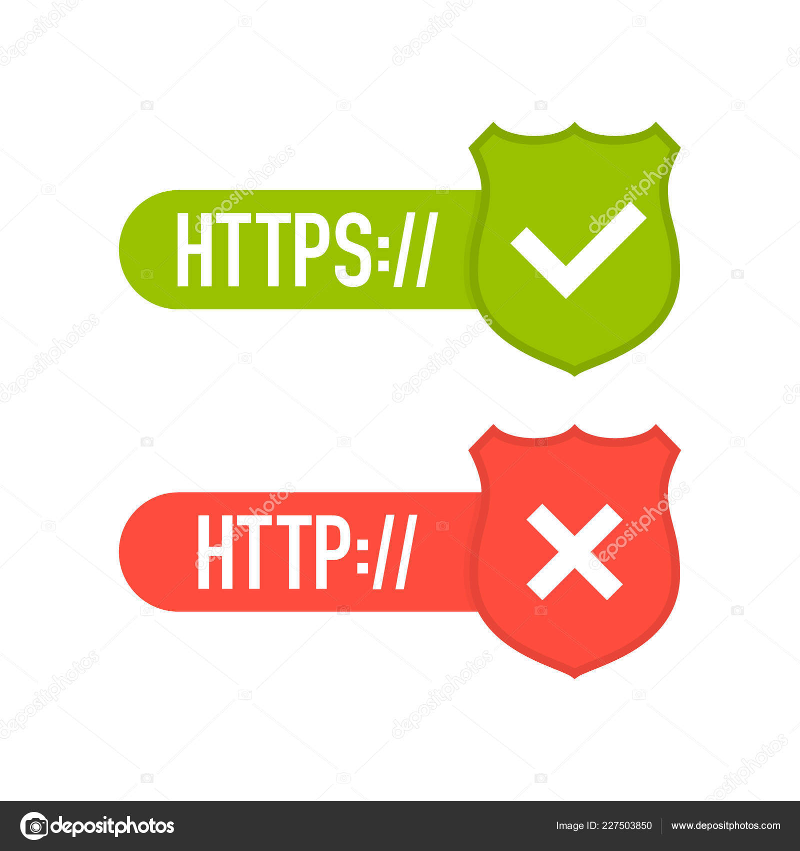 Http and https protocols on shield, on white background. Vector ... Http and https protocols on shield, on white background. Vector ...