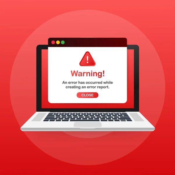 Modern warning pop up with flat design on red background. Vector ...