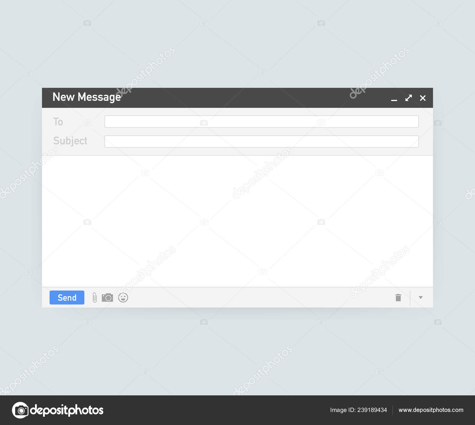 Email template. Blank e-mail browser window. Mail message web page vector frame. Vector ...