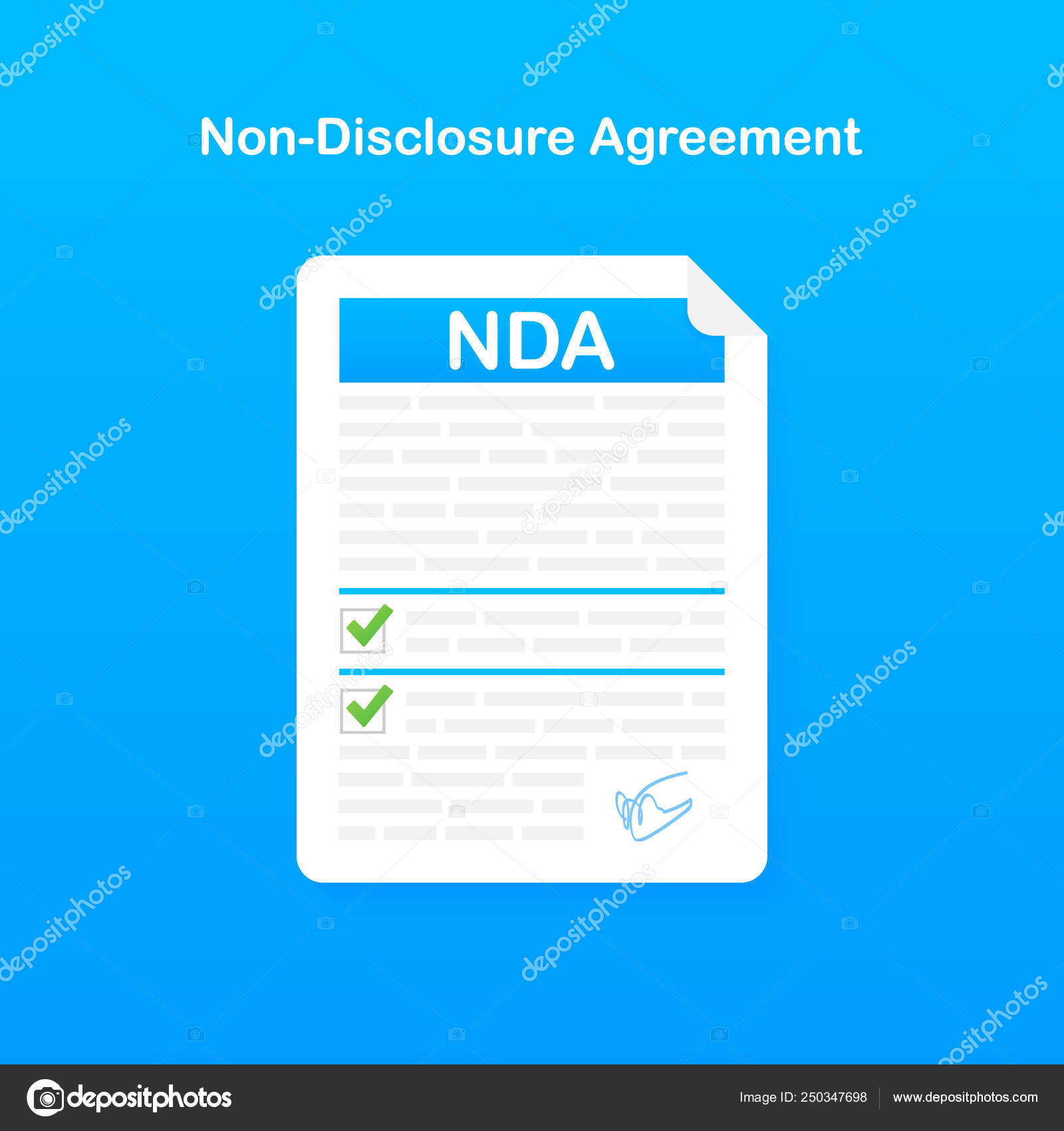 Signing NDA. Non disclosure agreement document. Vector illustration ...