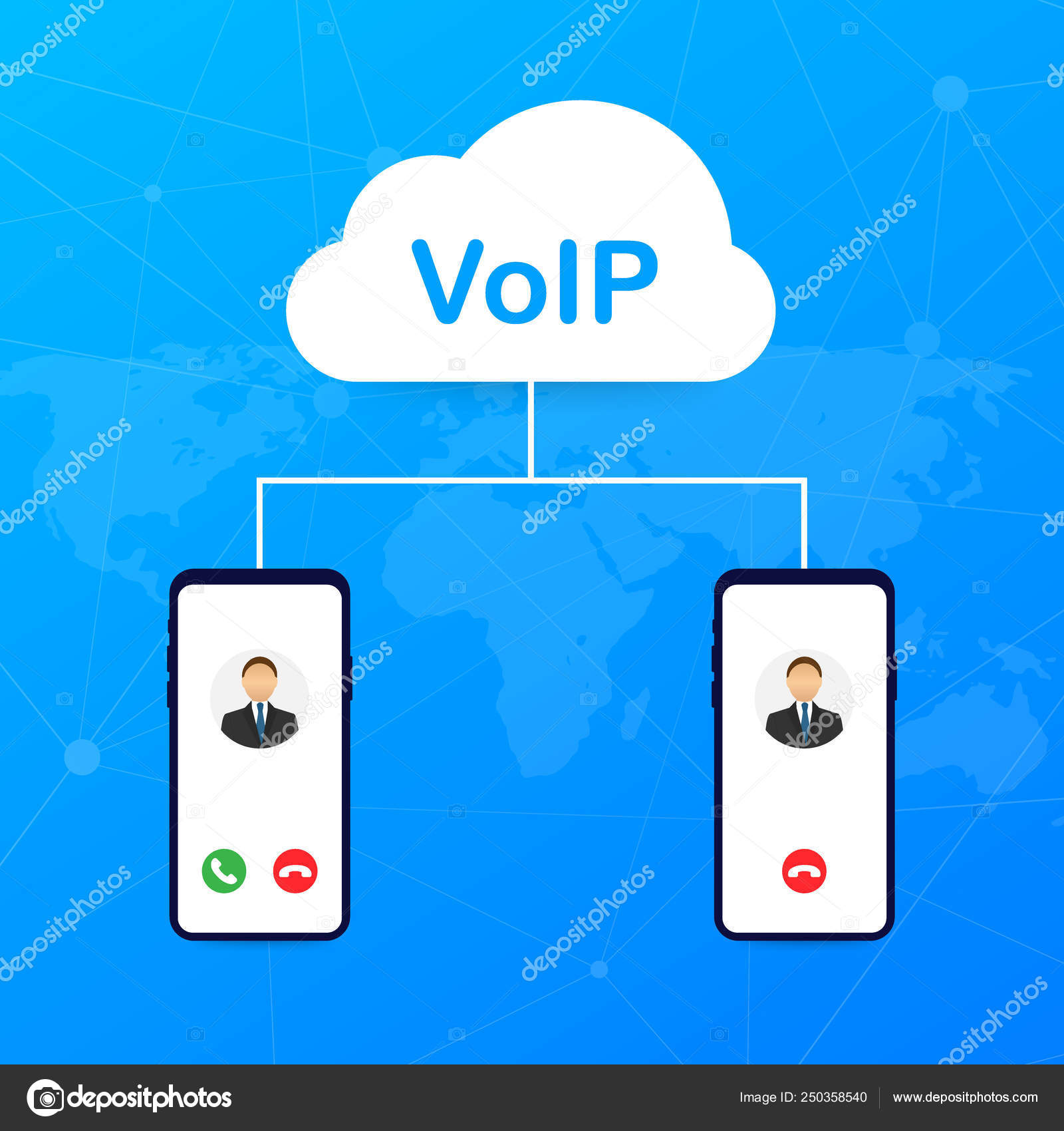 VoIP technology, voice over IP. Internet calling banner. Vector ...