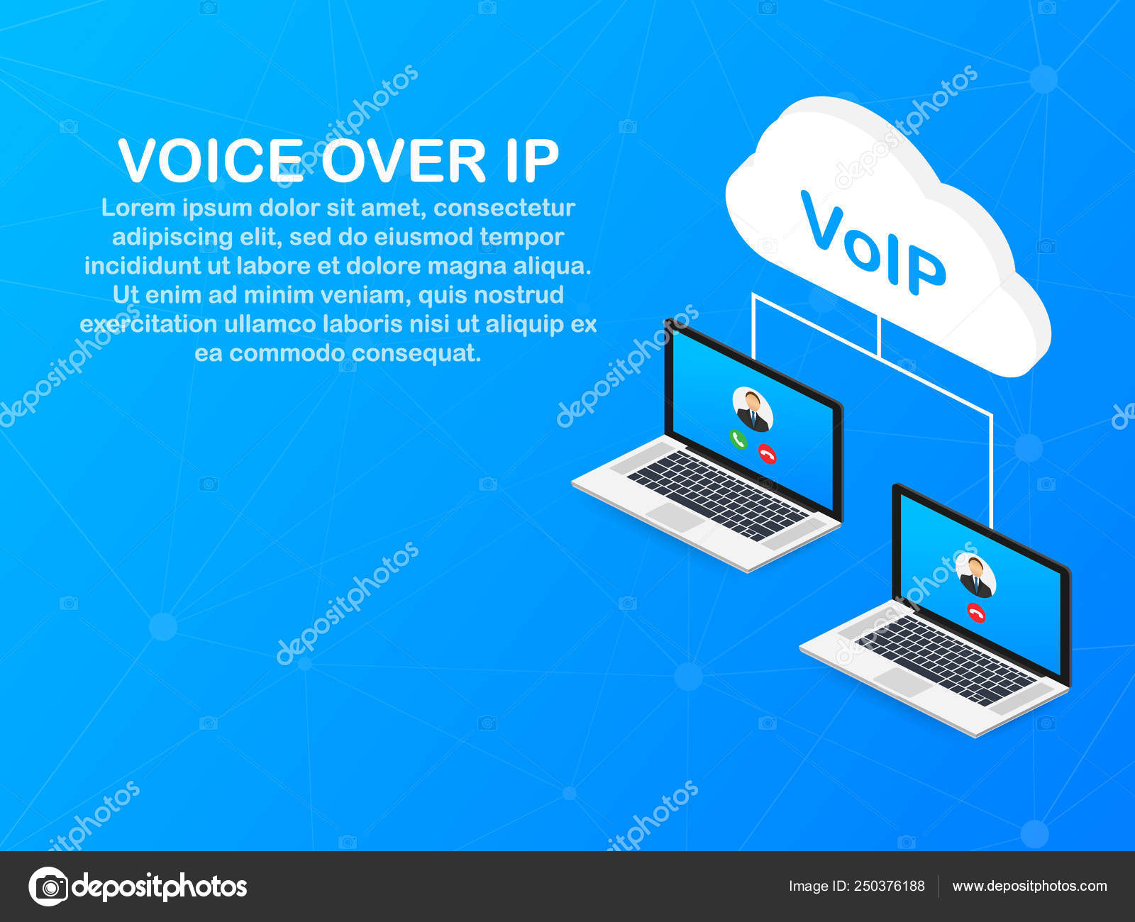 VoIP technology, voice over IP. Internet calling banner. Vector ...