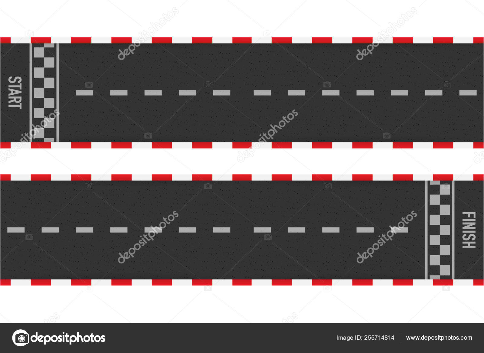 Rally races line track or road marking. Car or karting road racing ...