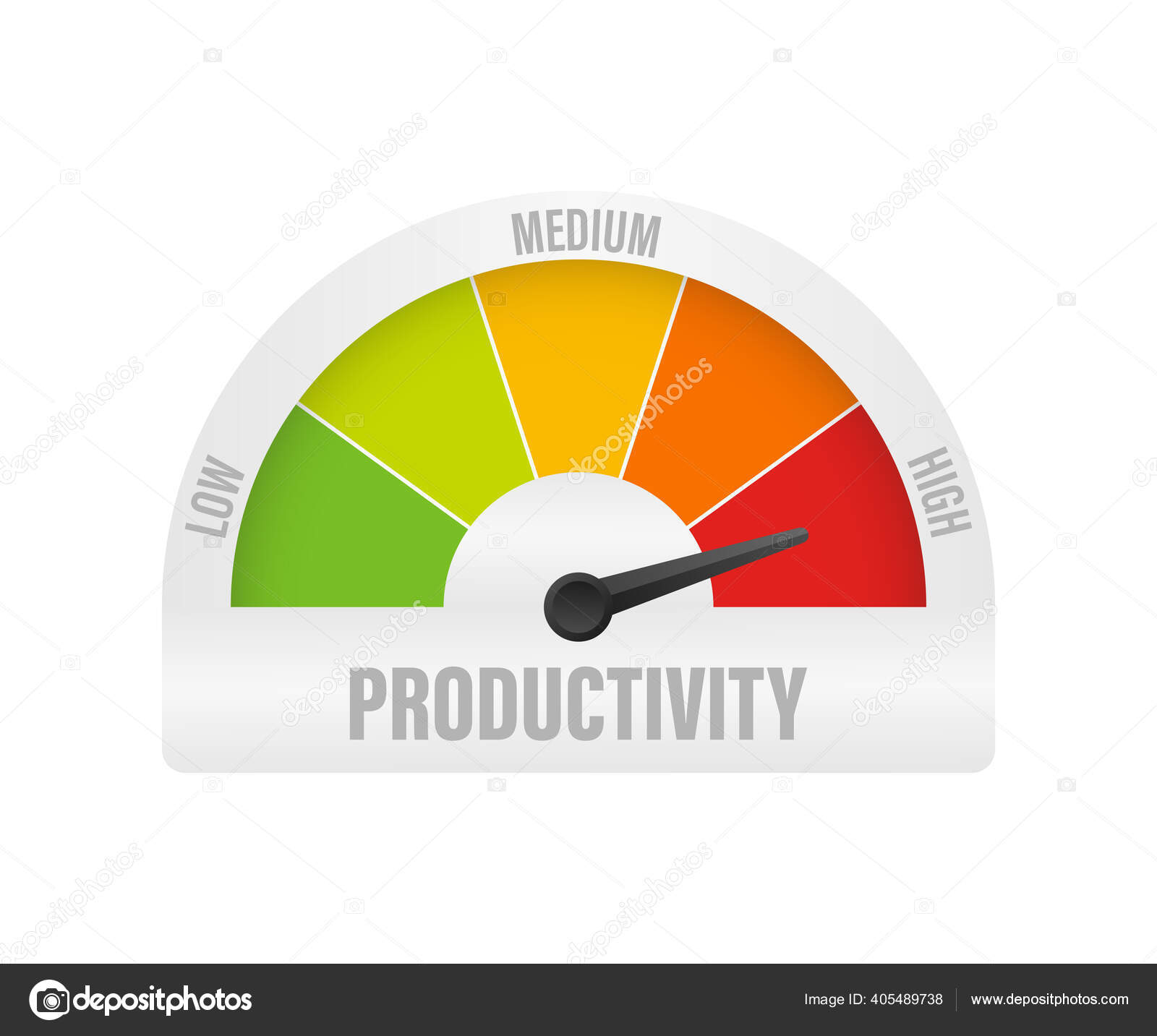 Productivity icon on speedometer. High Productivity meter. Vector stock ...