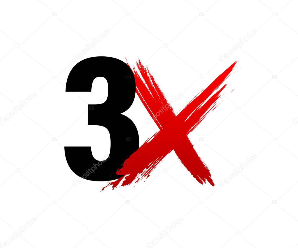 Doble símbolo de logotipo más rápido. 3x icono del logotipo. Carta de ...