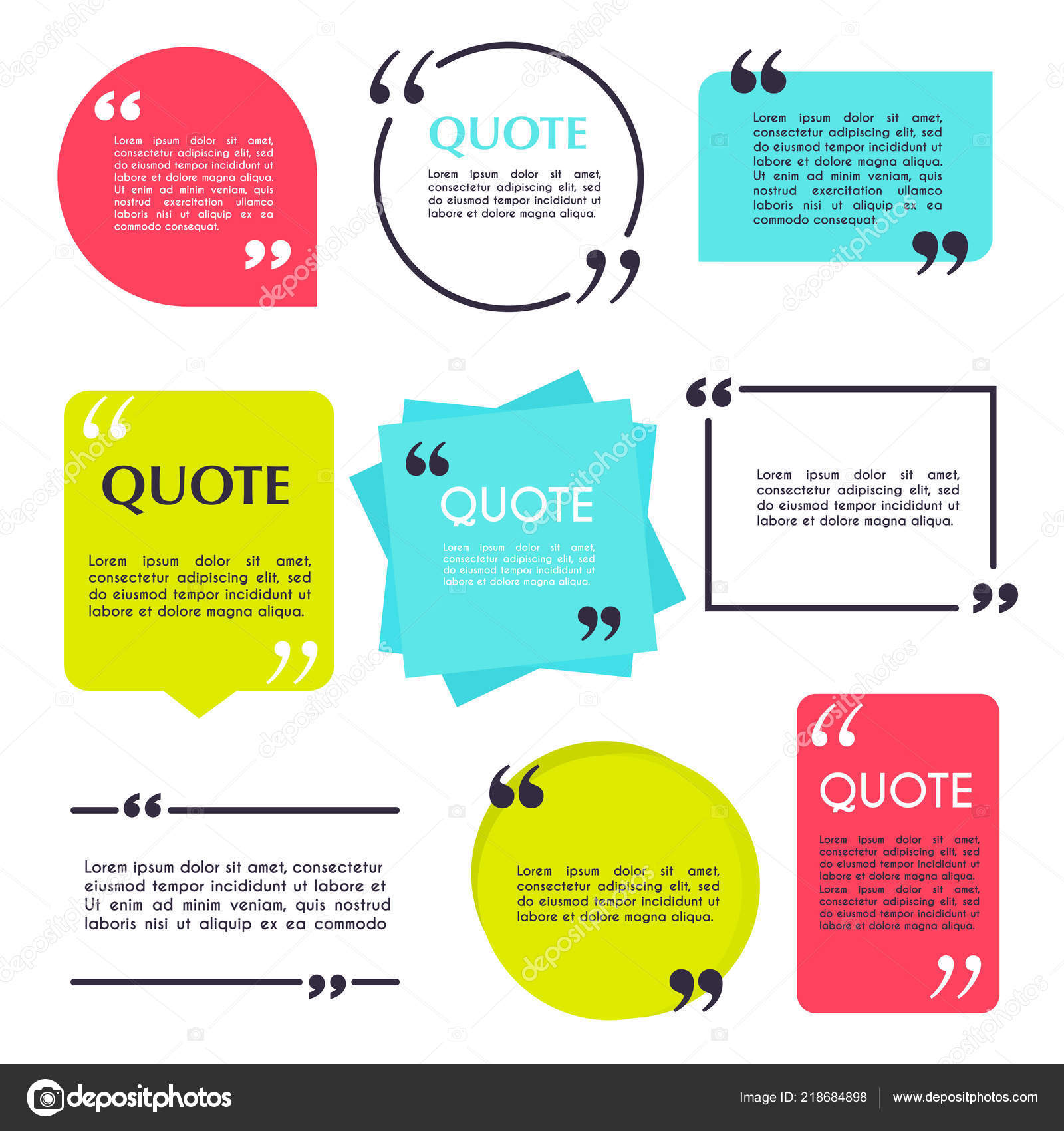 Vector Illustration Nine Quote Cards Set Stock Vector Image by ©Gapchuk ...