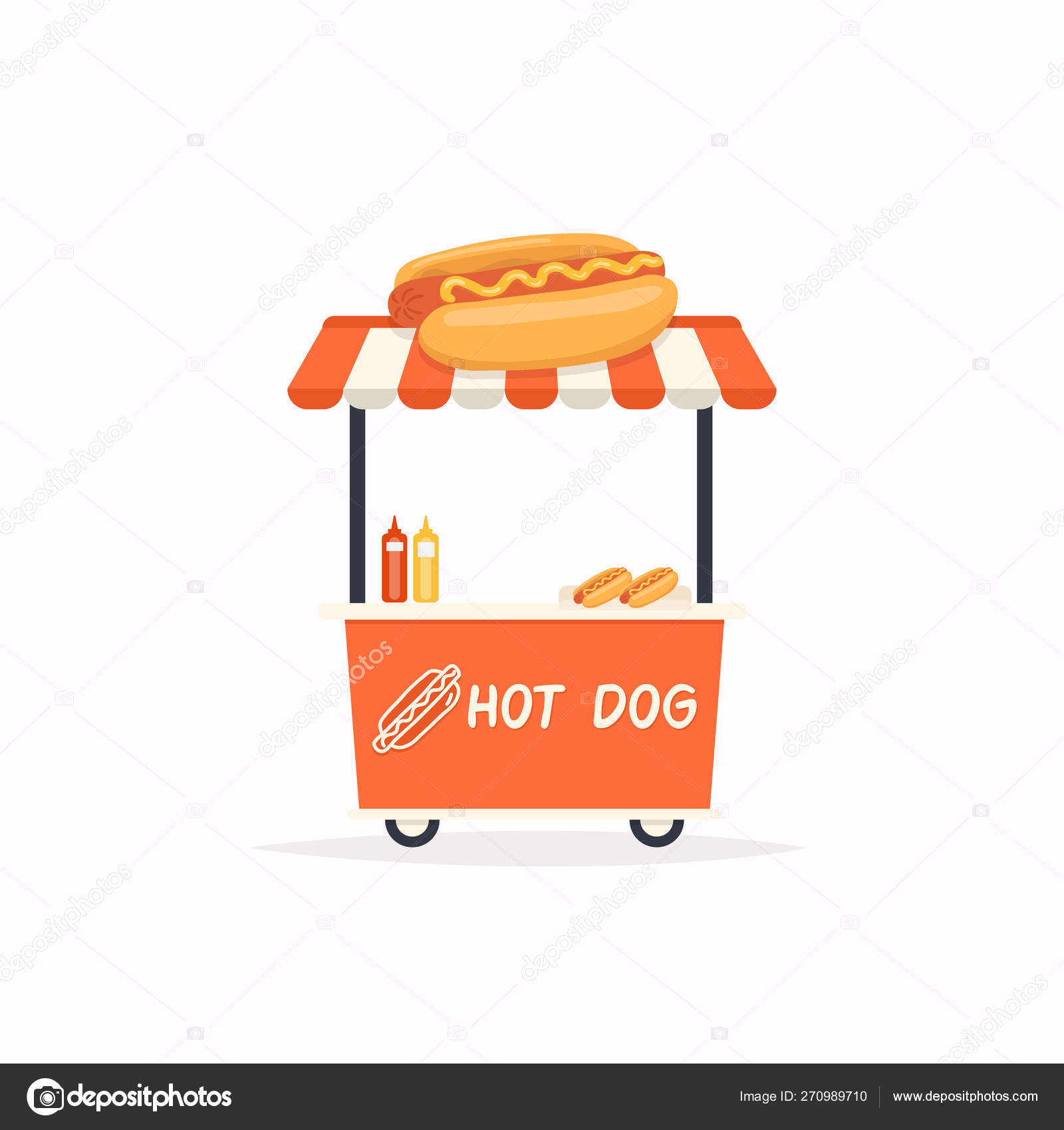 Hot Dog Cart Vending Machine Isolated White Background Stock Vector by ...